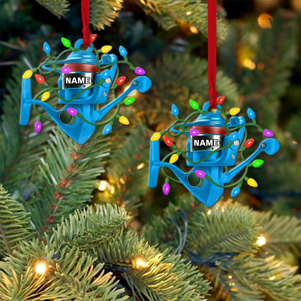 Personalized Fishing Reel Acrylic Christmas Ornament with Lights Custom ...