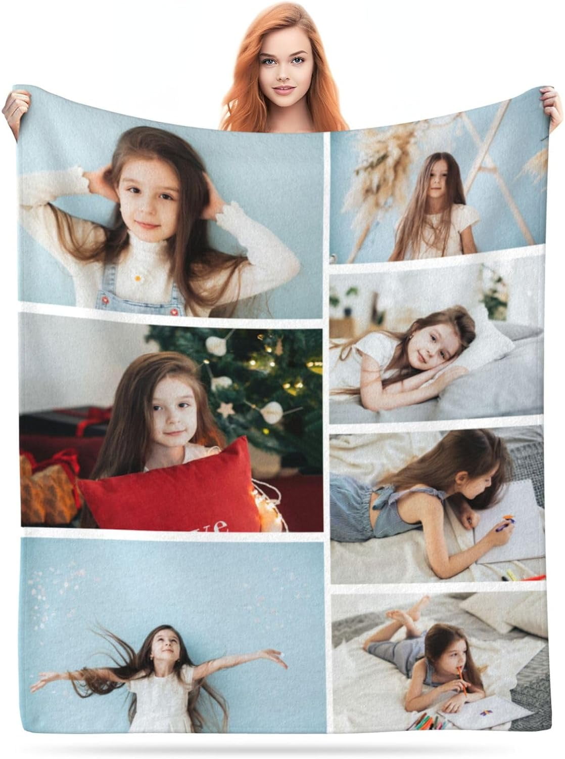 Personalized Flannel Thick Blanket Custom with Photos Texts Logos for ...