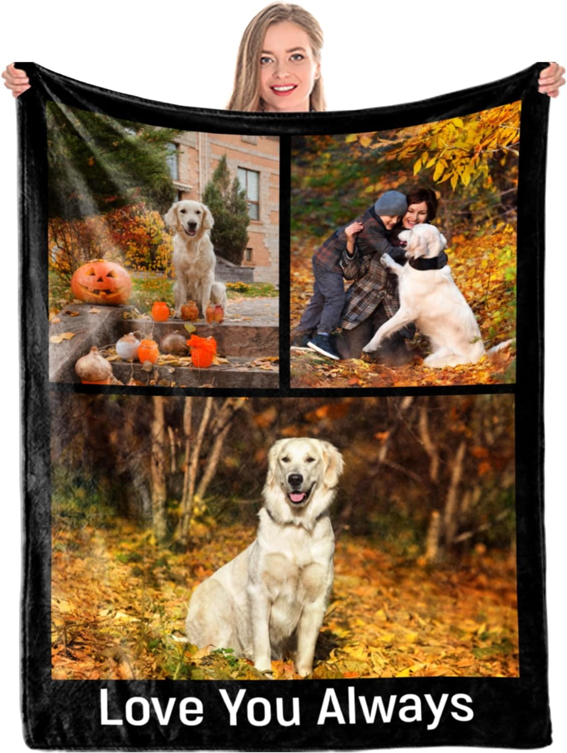 Personalized Fleece Throw Pictures Blanket for Family Friends Pets ...