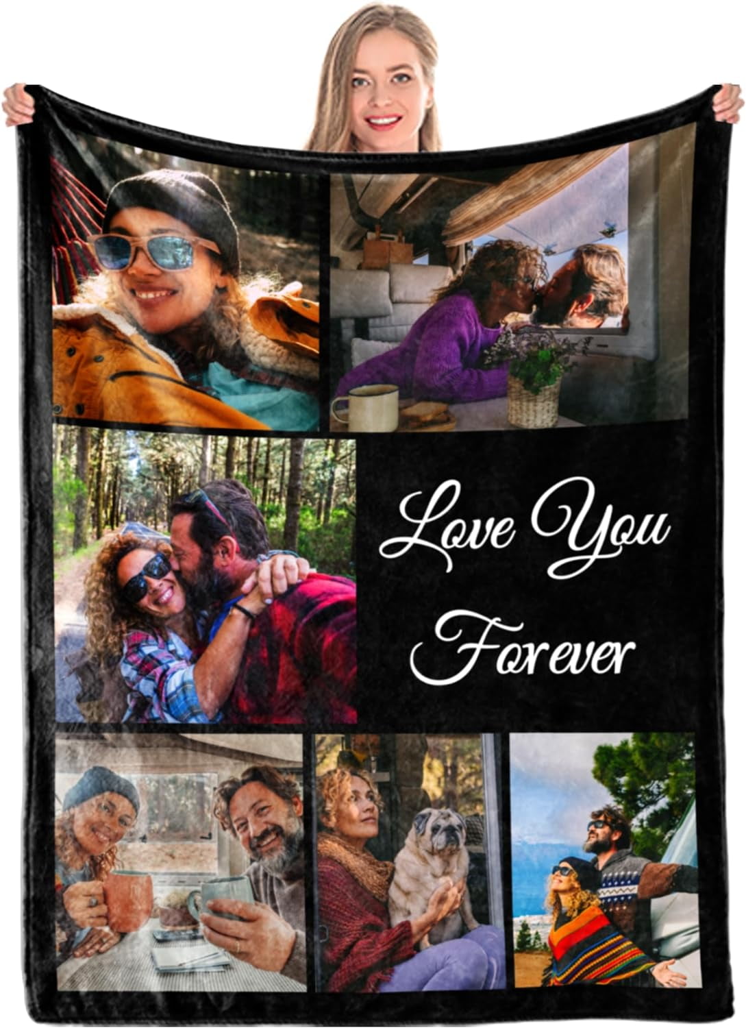 Personalized Fleece Throw Pictures Blanket for Family Friends Pets ...