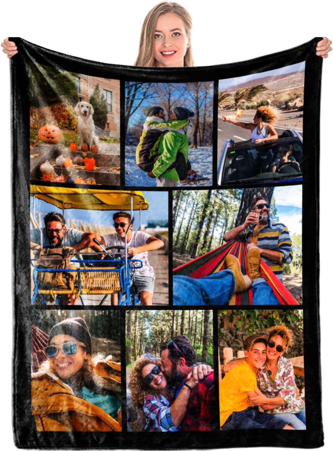 Personalized Fleece Throw Pictures Blanket for Family Friends Pets ...