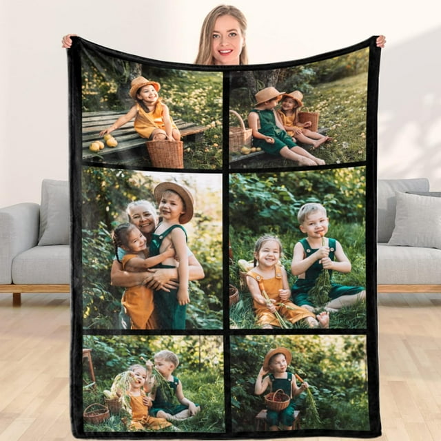 Personalized Fleece Throw Pictures Blanket for Family Friends Pets ...