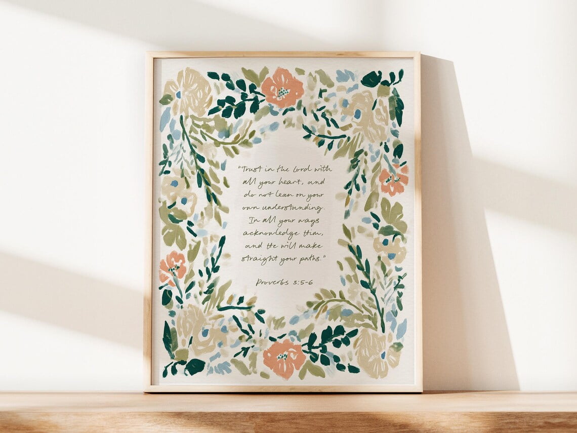 Personalized Floral Bible Verse Artful Painting Flower Artwork Subtle ...