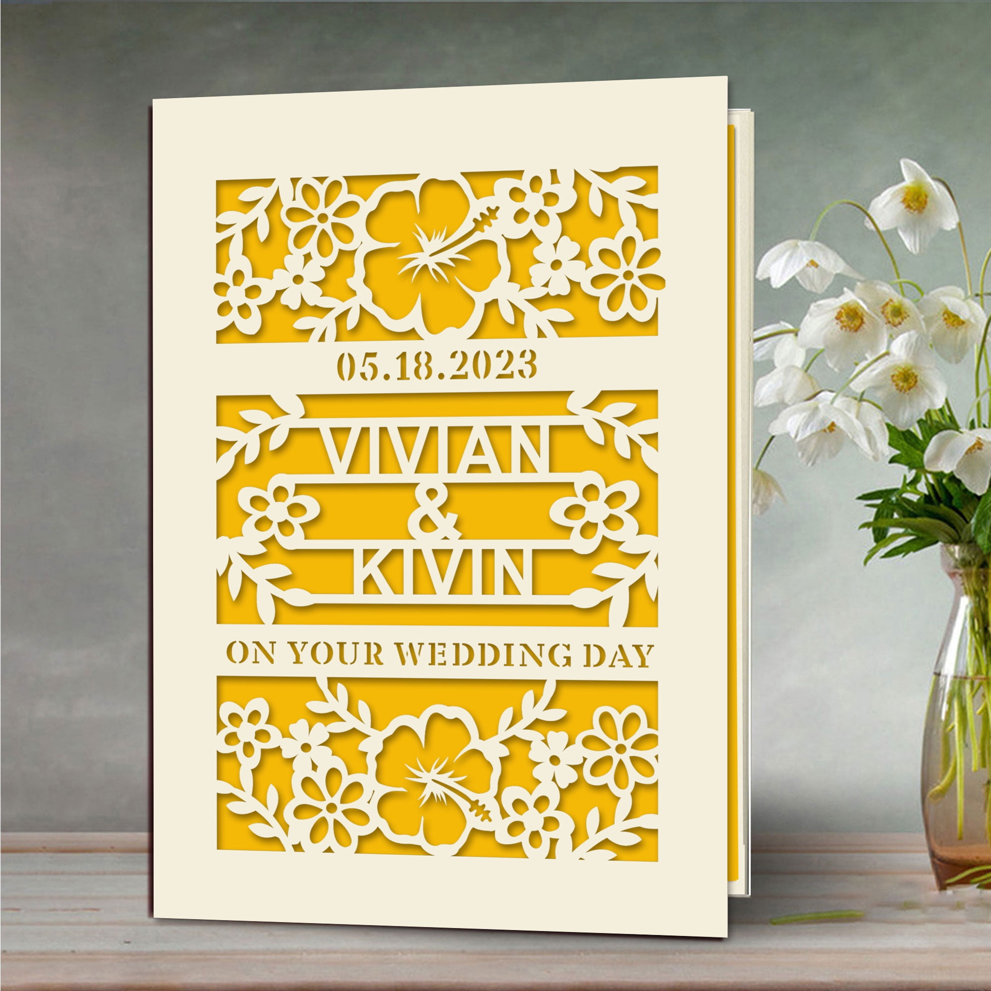 Personalized Floral Wedding Card, Congratulations On Your Wedding Day ...