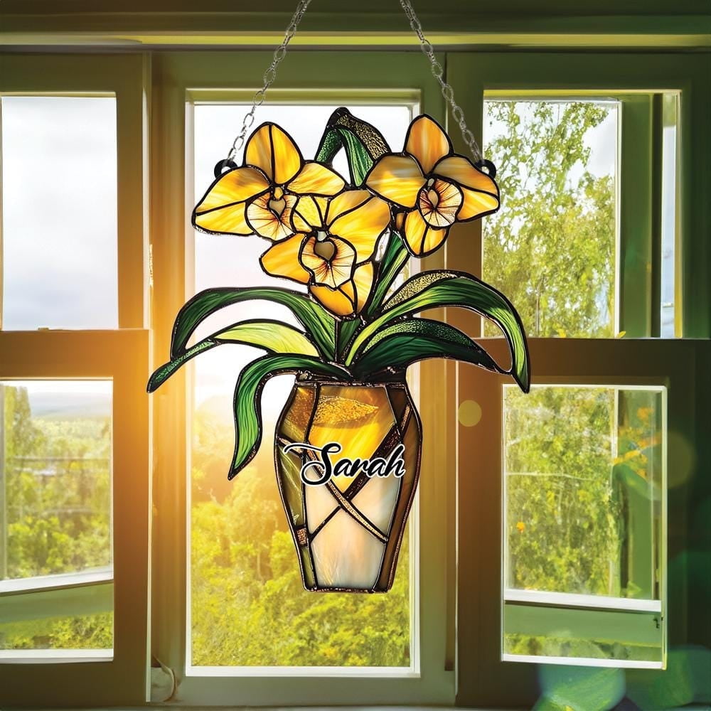 Personalized Flower Vase Acrylic Suncatcher fullxfull Daffodil Floral ...