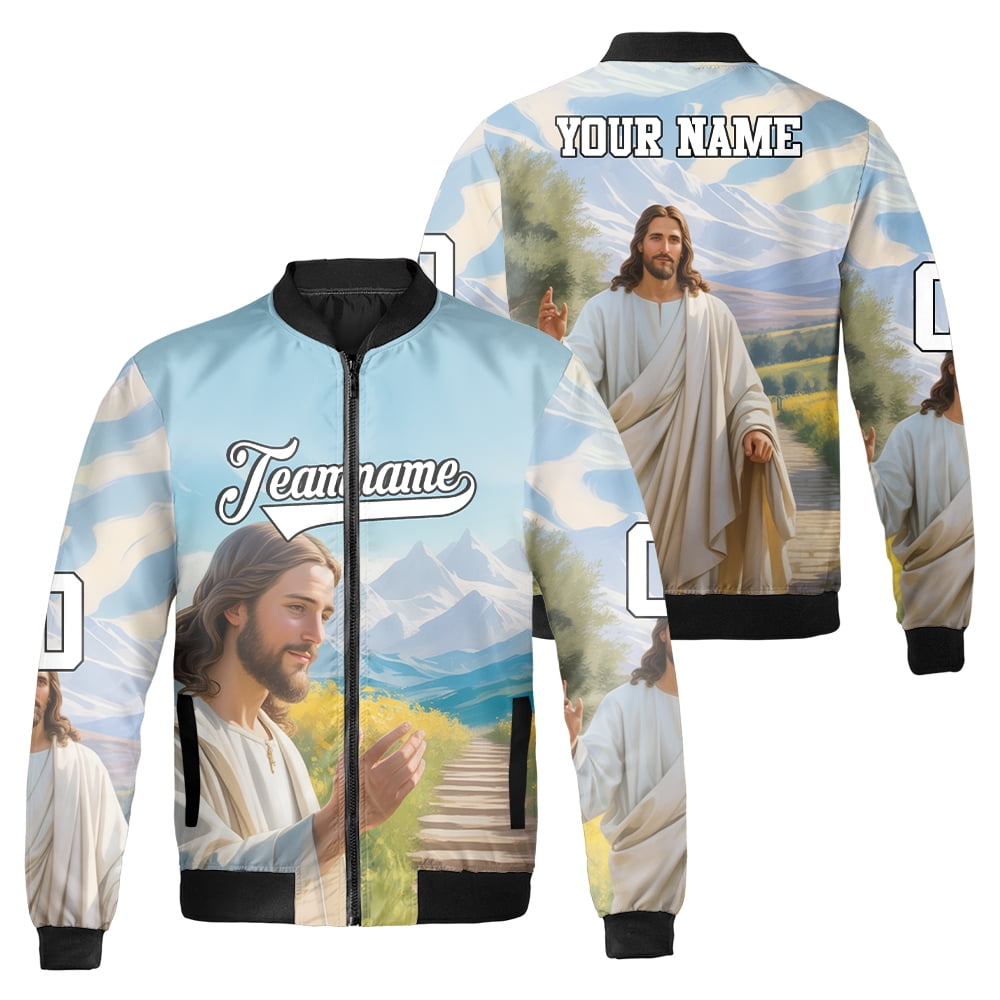 Personalized Follow Christ I Will Walk With Christ Bomber Jacket ...