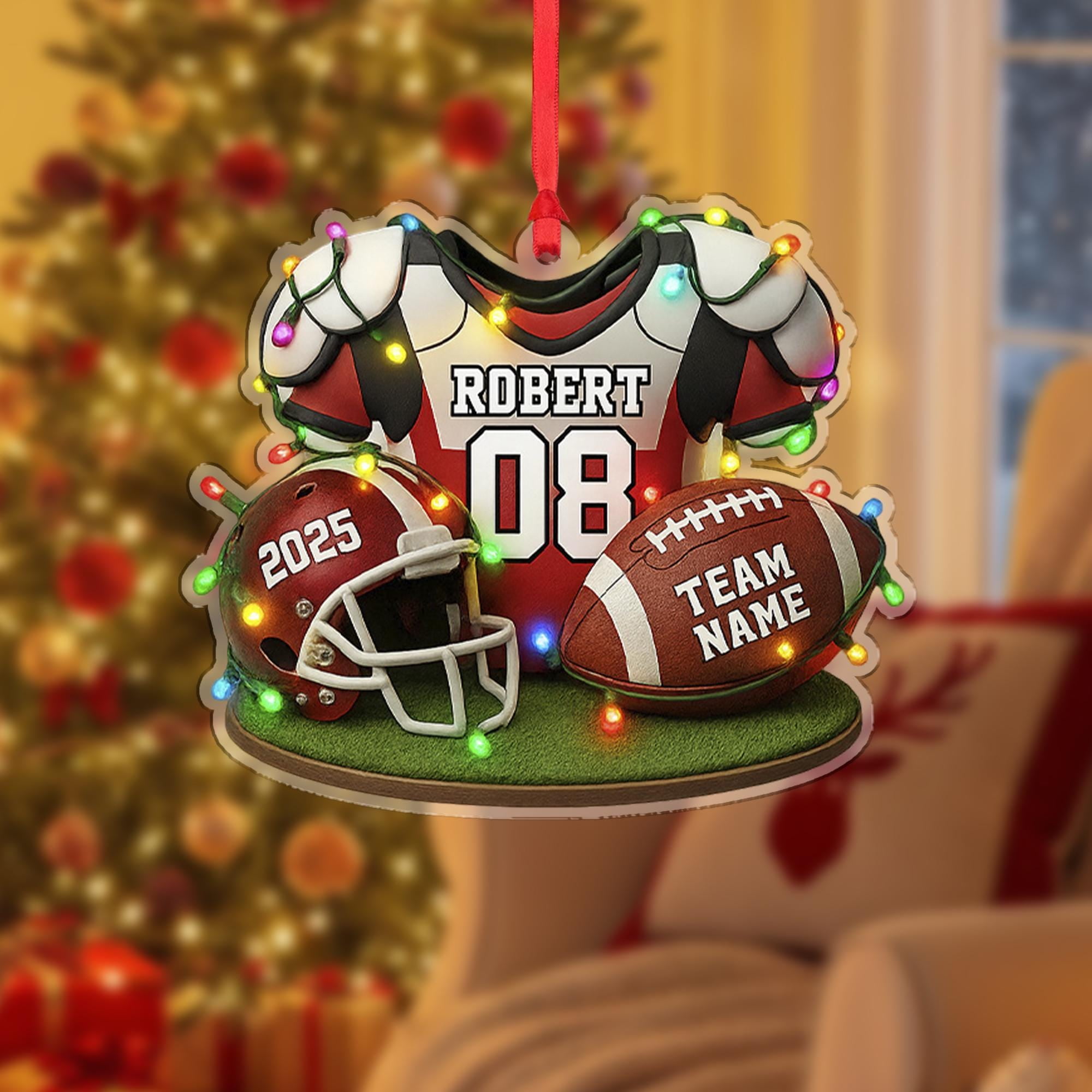 Personalized Football Acrylic Christmas Ornament 2025 with Jersey ...