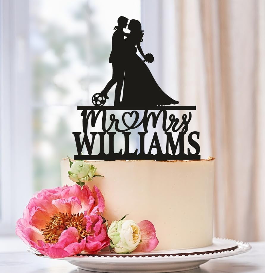 Personalized Football Wedding Acrylic Cake Topper,Soccer Player Wedding ...