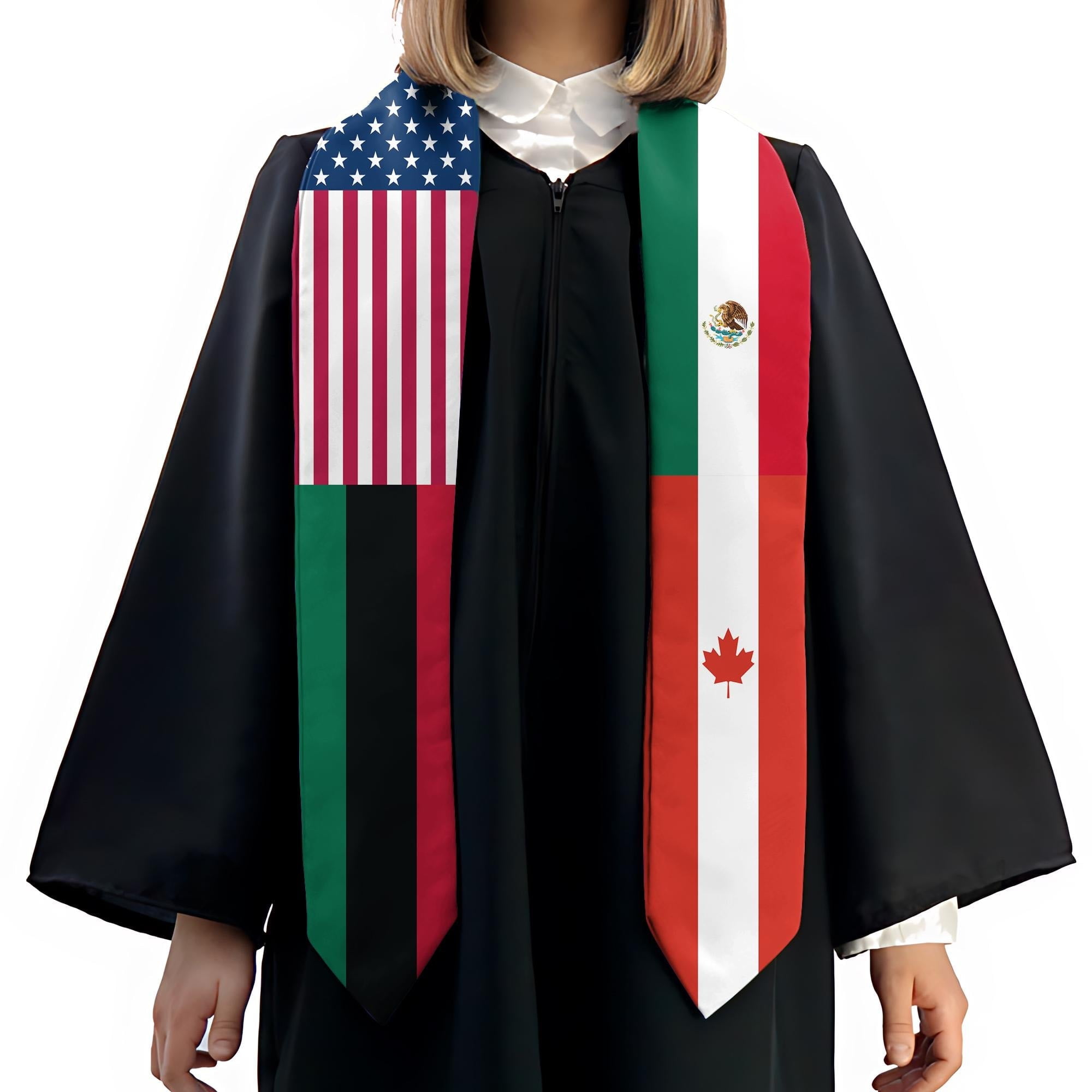 Personalized Four Flag Graduation Stole Combination Nation Graduation ...