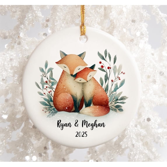 Personalized Fox Couple Ceramic Ornament – Hugging Foxes with Poem ...
