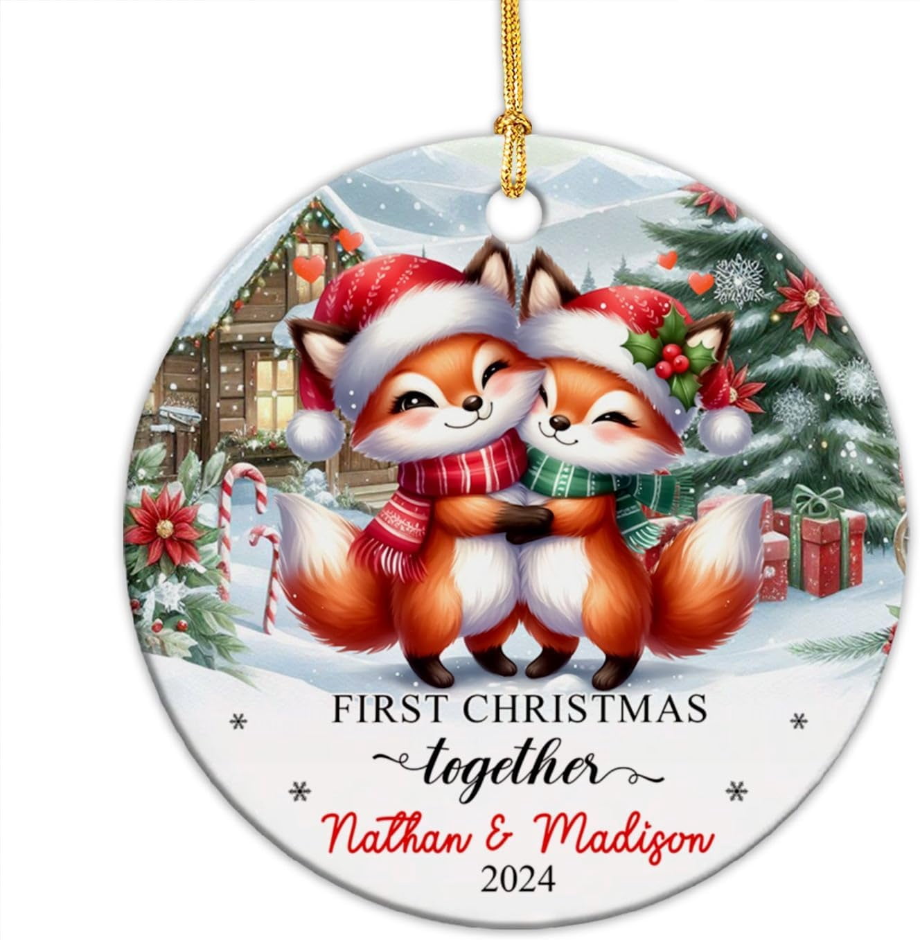 Personalized Fox Couple First Christmas Together Ornament 1st Xmas ...
