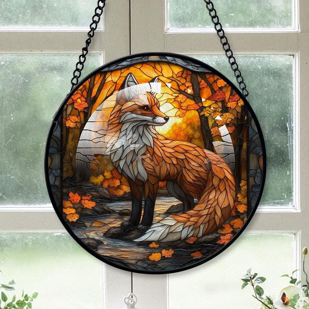 Personalized Fox Suncatcher Stained Glass, Fox Gifts for Women, Fox for ...
