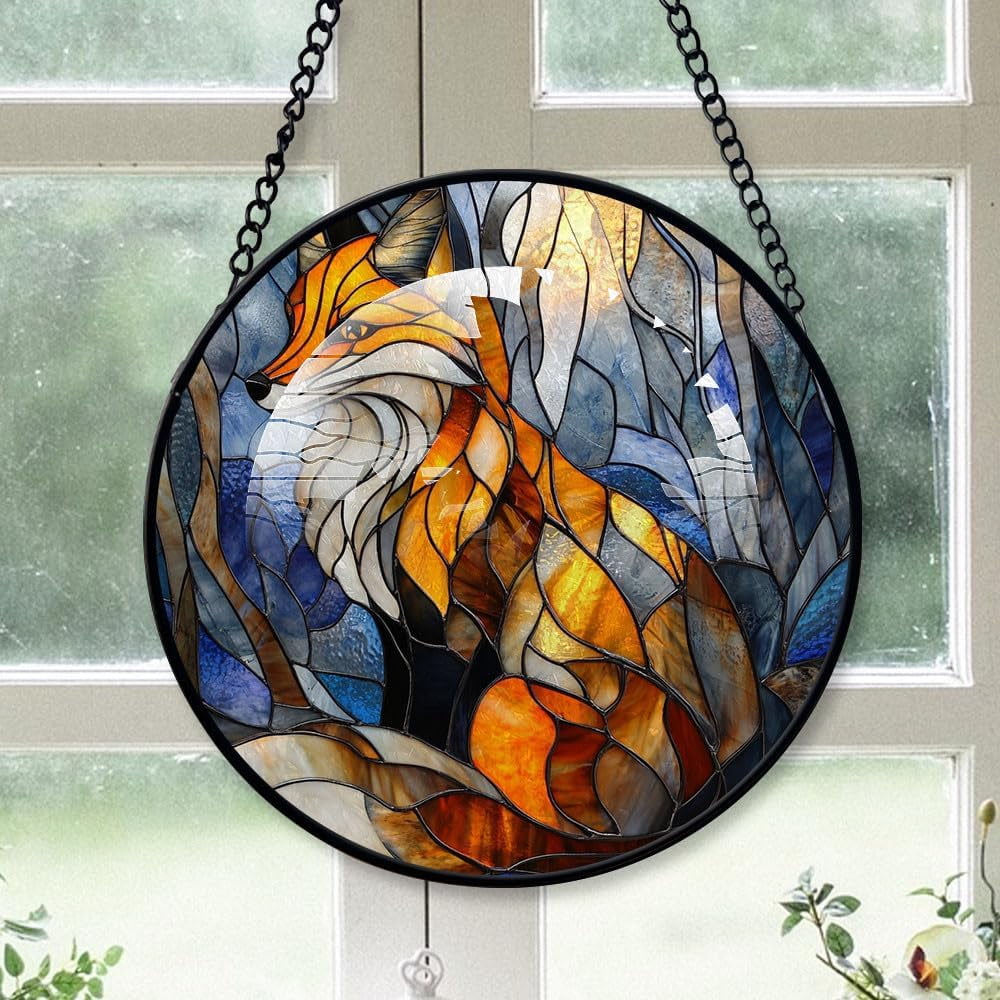 Personalized Fox Suncatcher Stained Glass, Fox Gifts for Women, Fox for ...