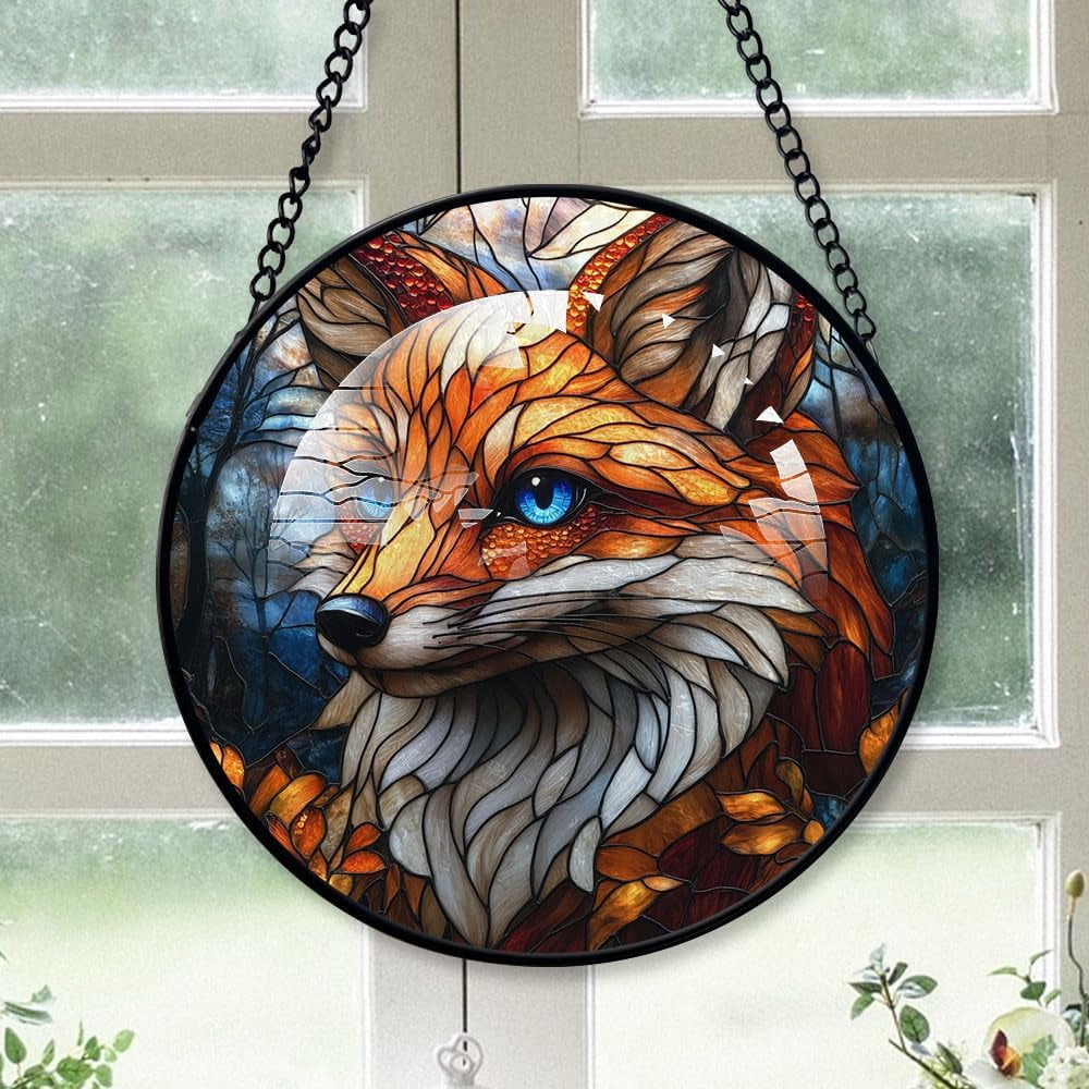 Personalized Fox Suncatcher Stained Glass, Fox Gifts for Women, Fox for ...