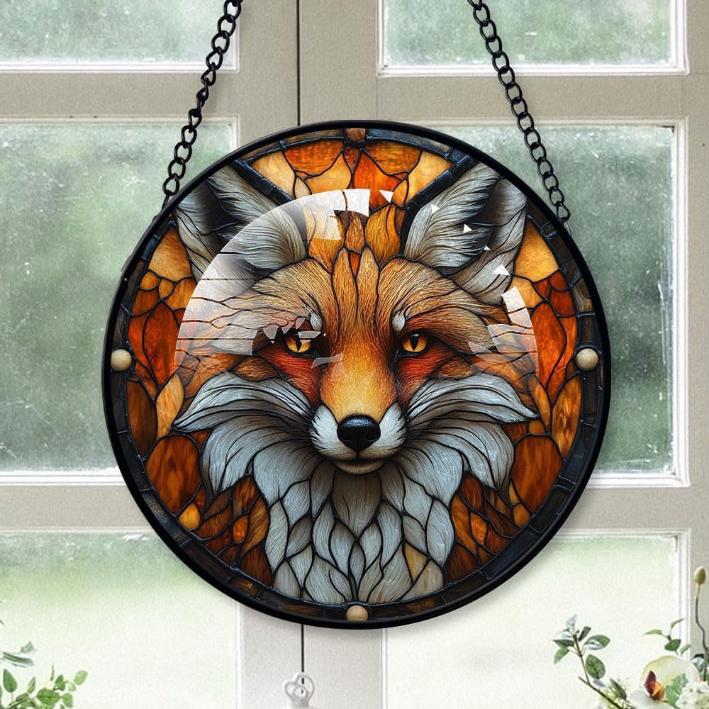 Personalized Fox Suncatcher Stained Glass, Fox Gifts for Women, Fox for ...