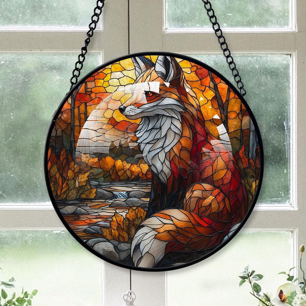 Personalized Fox Suncatcher Stained Glass, Fox Gifts for Women, Fox for ...