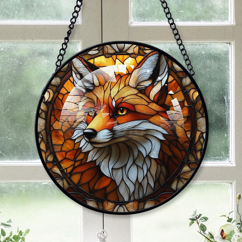 Personalized Fox Suncatcher Stained Glass, Fox Originally Designed ...