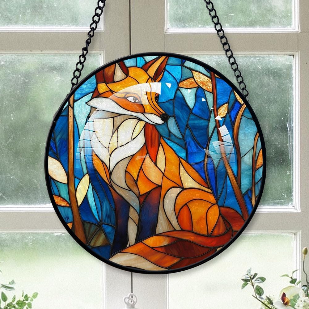 Personalized Fox Suncatcher Stained Glass, Fox Originally Designed ...