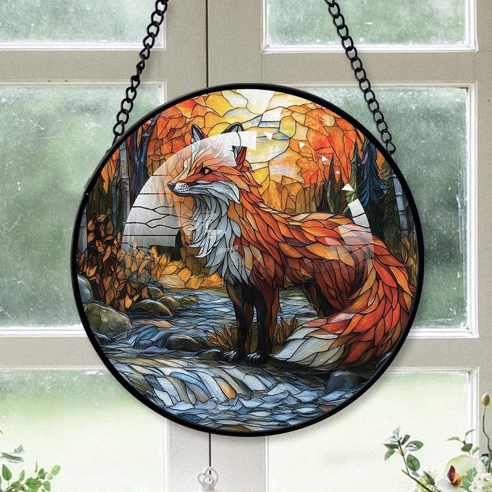 Personalized Fox Suncatcher Stained Glass, Fox Originally Designed ...