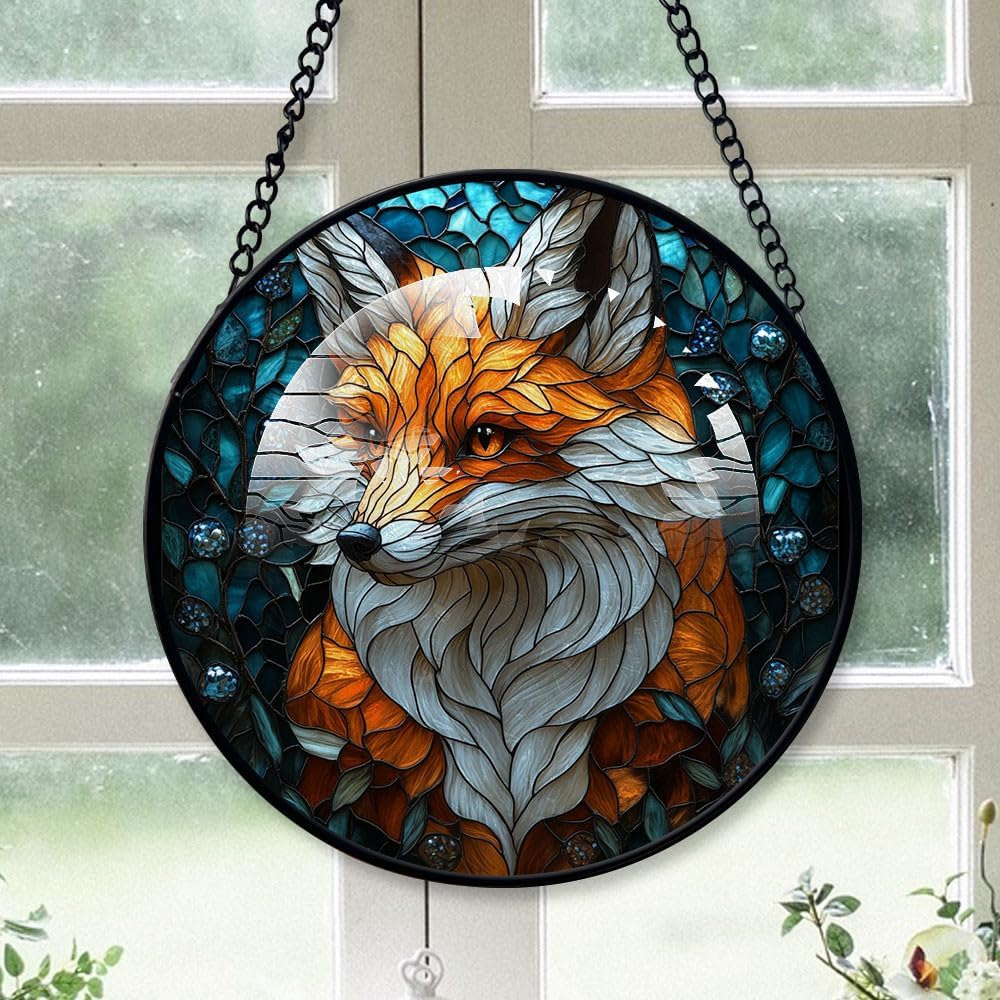 Personalized Fox Suncatcher Stained Glass Suncatchers, Fox Ornament for ...