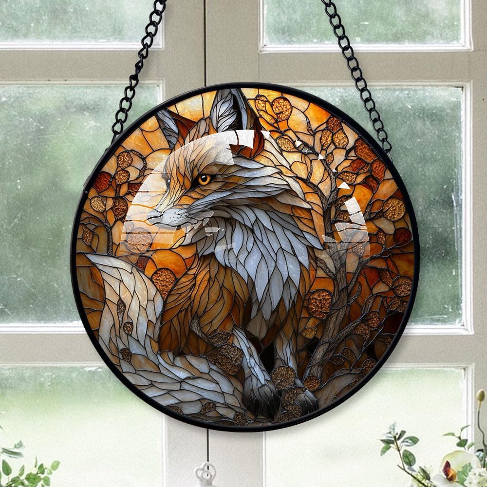 Personalized Fox Suncatcher Stained Glass Suncatchers, Fox Ornament for ...