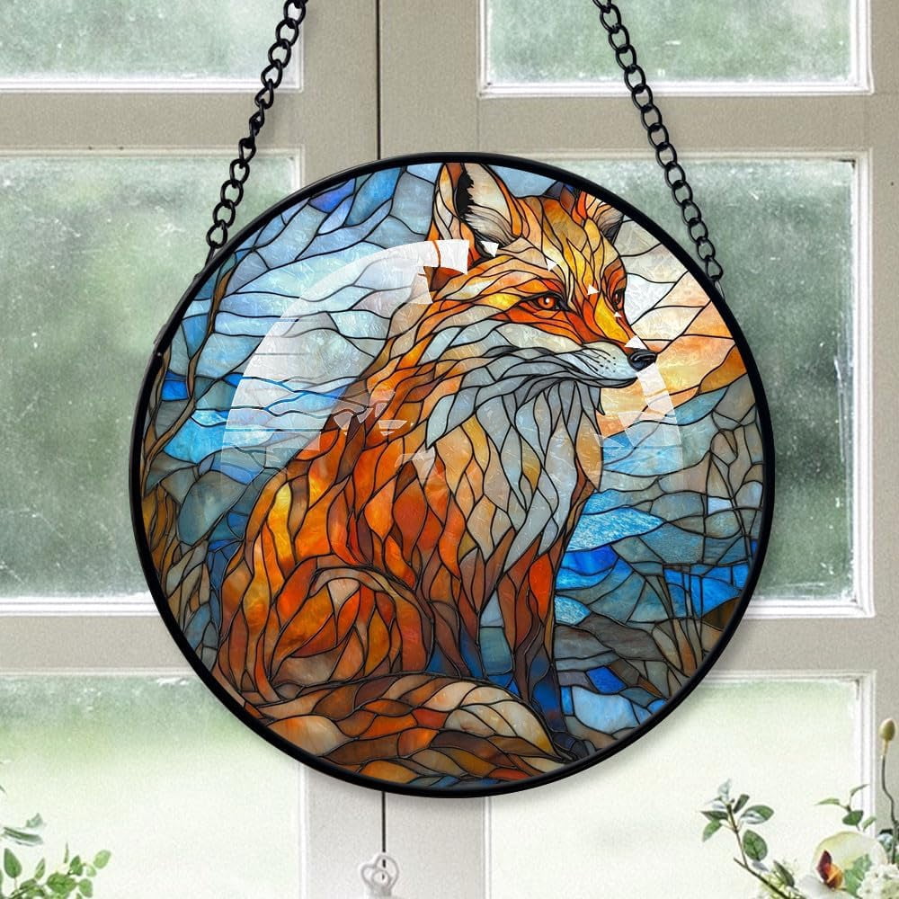 Personalized Fox Suncatcher Stained Glass Suncatchers, Fox Ornament for ...