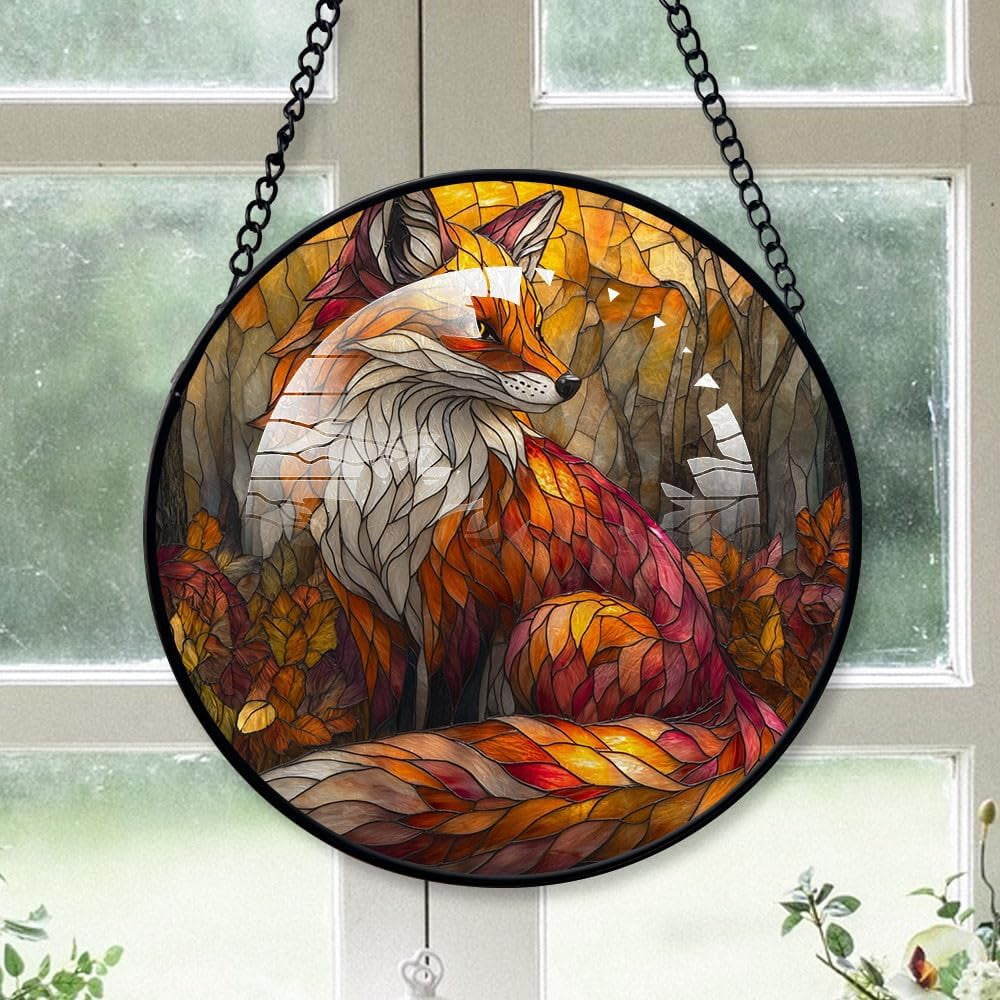 Personalized Fox Suncatcher Stained Glass Suncatchers, Fox Ornament for ...