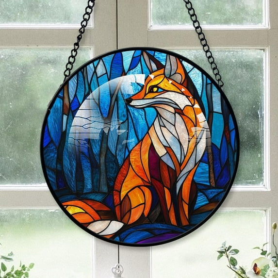 Personalized Fox Suncatcher Stained Glass Suncatchers, Fox Ornament for ...