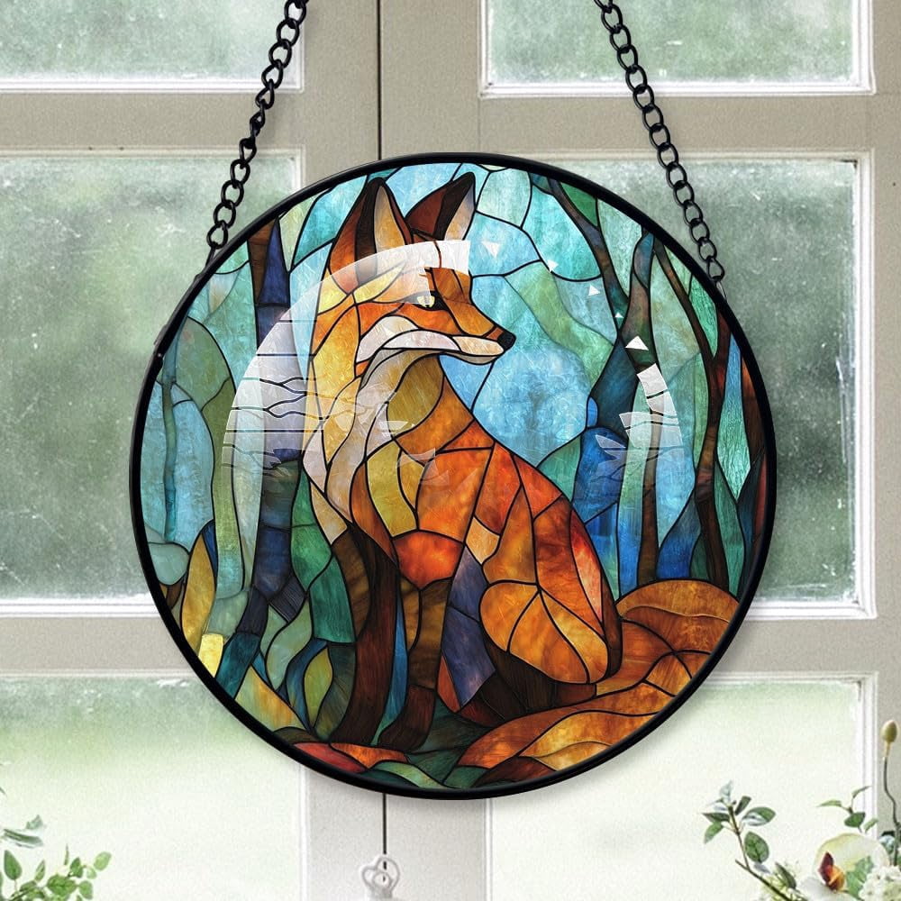 Personalized Fox Suncatcher Stained Glass Suncatchers, Fox Ornament for ...