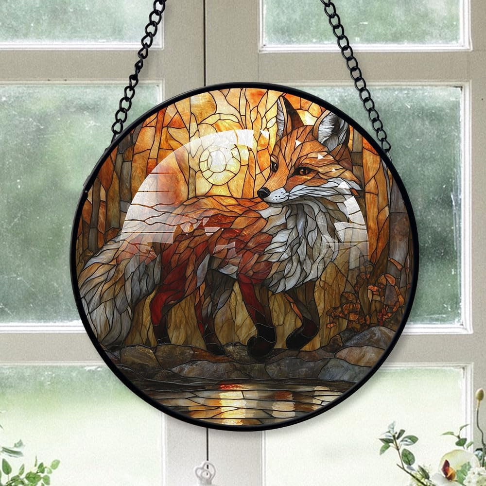 Personalized Fox Suncatcher Stained Glass Suncatchers, Fox Ornament for ...