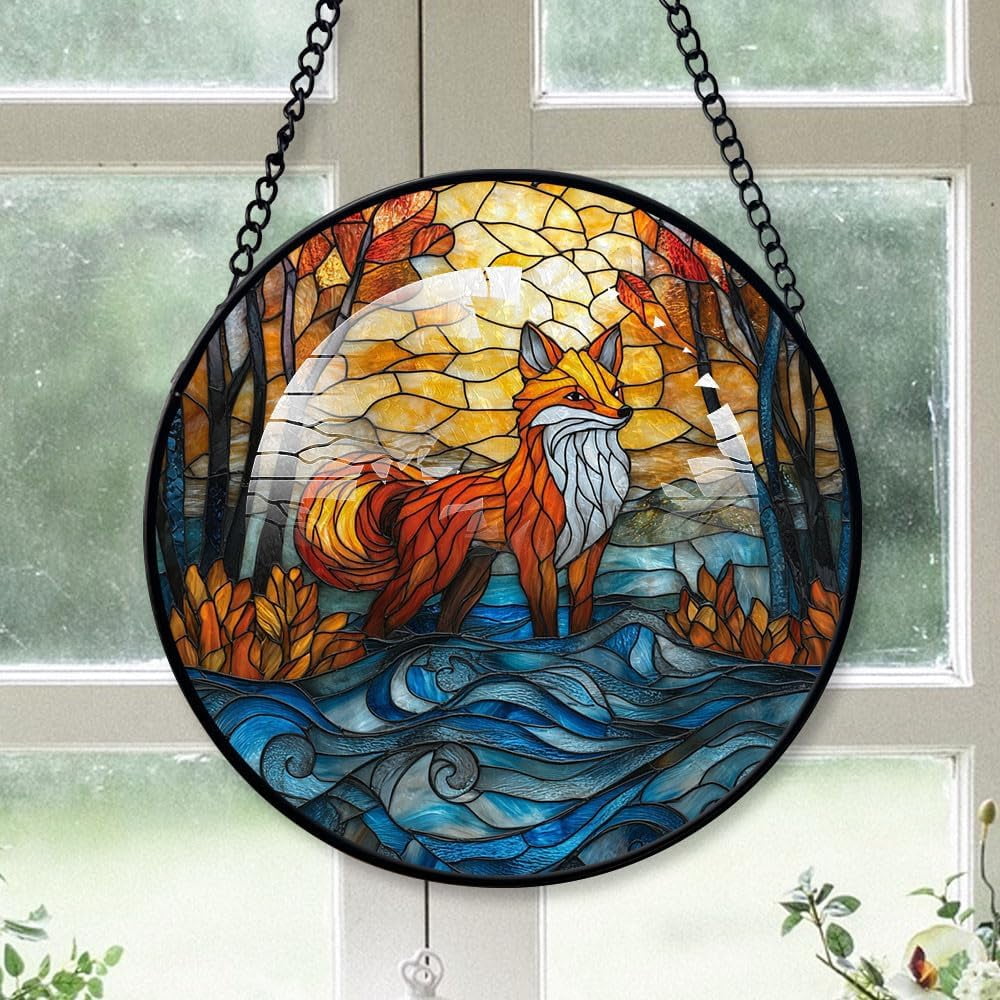 Personalized Fox Unique Suncatcher Stained Glass, Fox Unique Originally ...