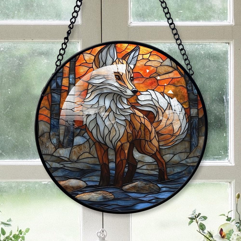 Personalized Fox Unique Suncatcher Stained Glass, Fox Unique Originally ...