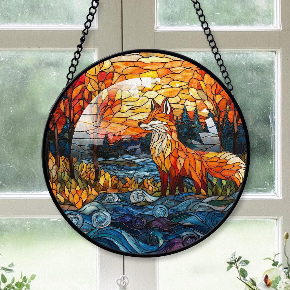Personalized Fox Unique Suncatcher Stained Glass, Fox Unique Stained ...