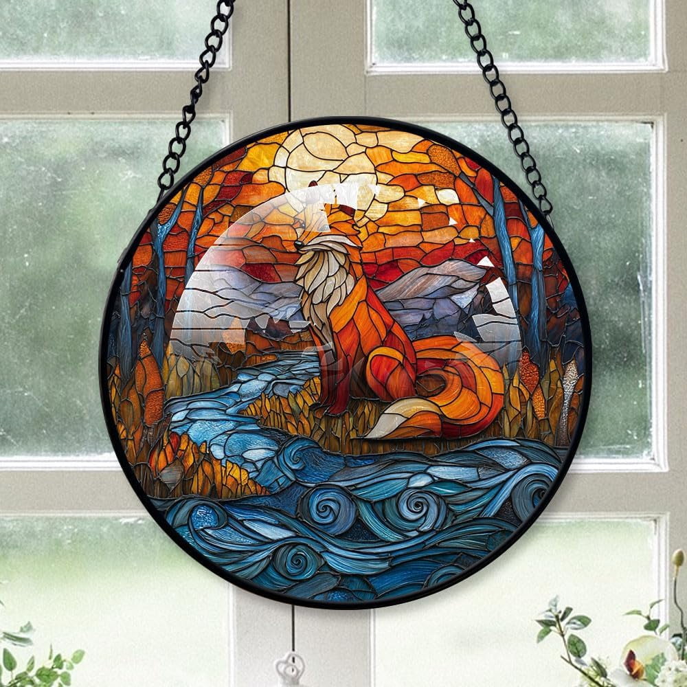 Personalized Fox Unique Suncatcher Stained Glass Suncatchers, Fox ...