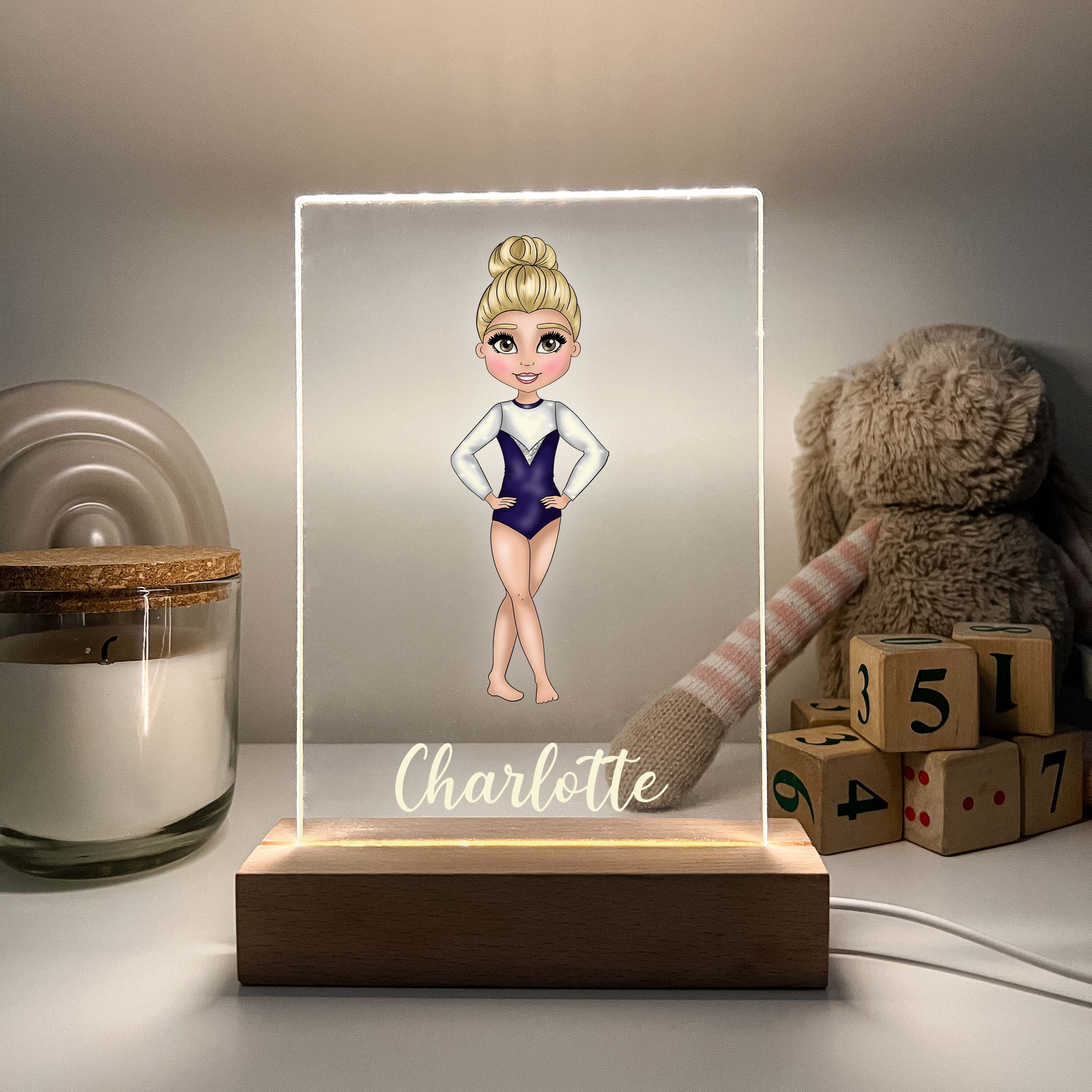 Personalized Free LED Wood Base Night Light Up Lamp Stand Girls Sports ...
