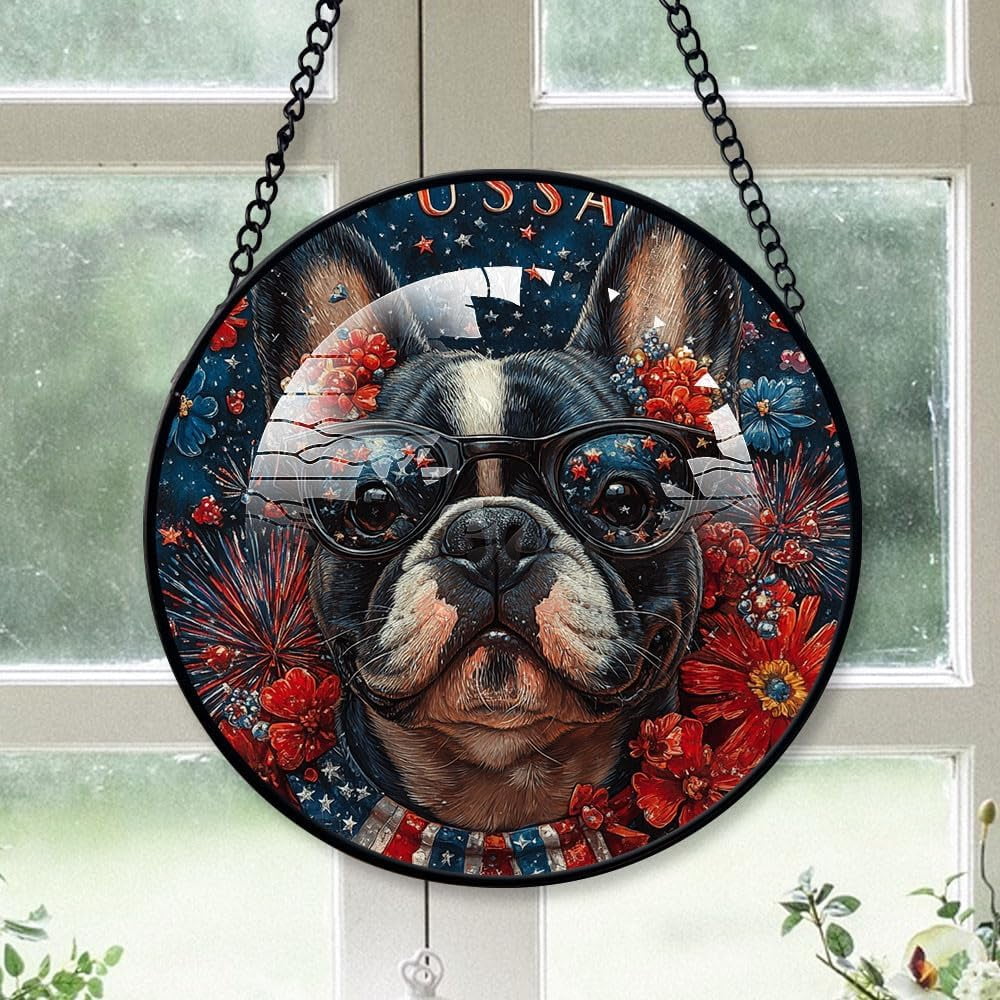 Personalized Frenchie Stained Glass Suncatcher Artistic Window Hanging ...