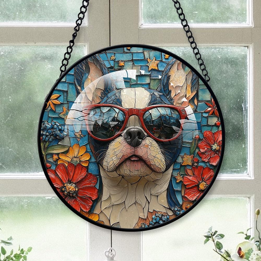 Personalized Frenchie Stained Glass Suncatcher Artistic Window Hanging ...
