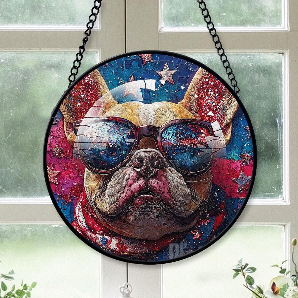 Personalized Frenchie Stained Glass Suncatcher Artistic Window Hanging ...