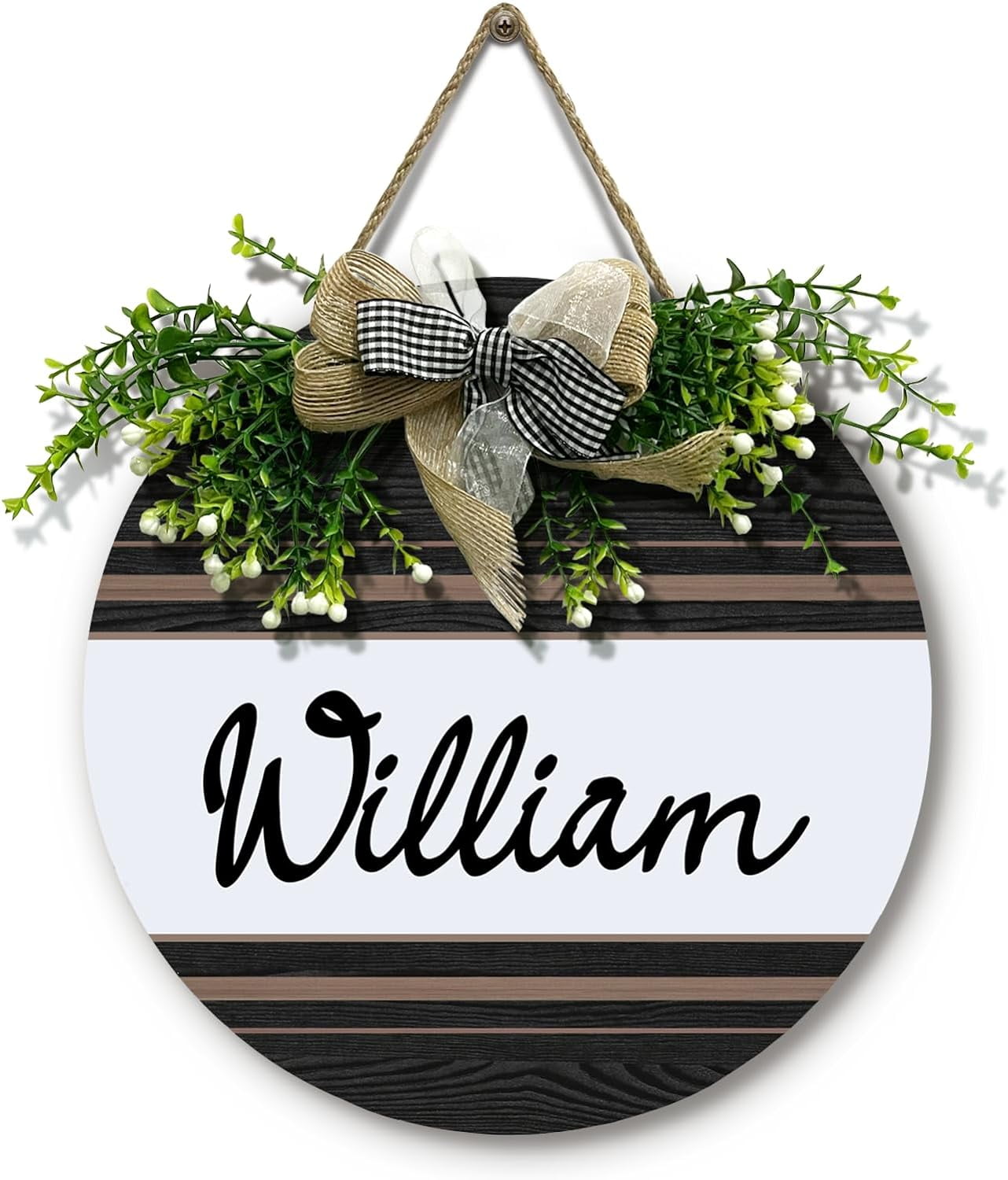 Personalized Front Door Signs with Wreath Custom Rustic Family Name ...