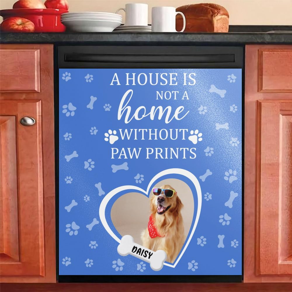 Personalized Funny Dog Cat Paw Prints Magnetic Dishwasher Cover ...