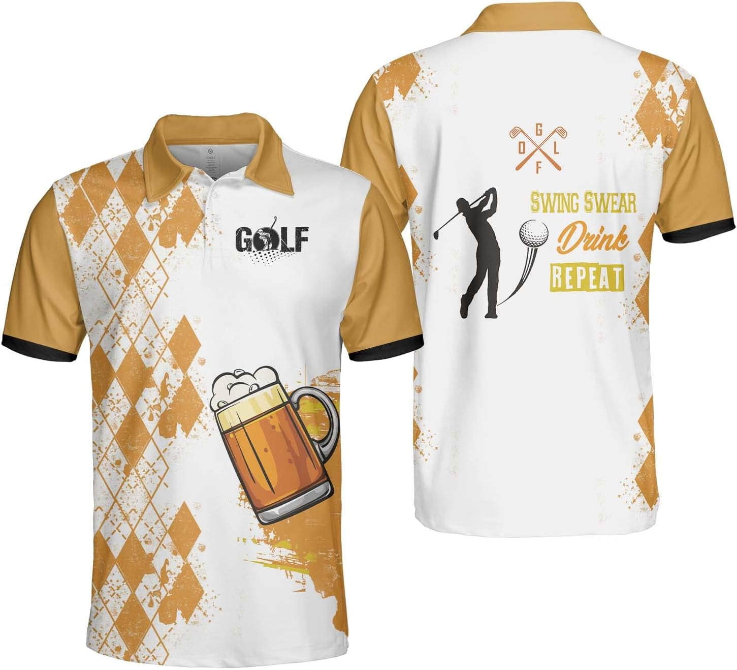 Personalized Funny Golf Polo Shirt for Men Proud Golf American Flag ...