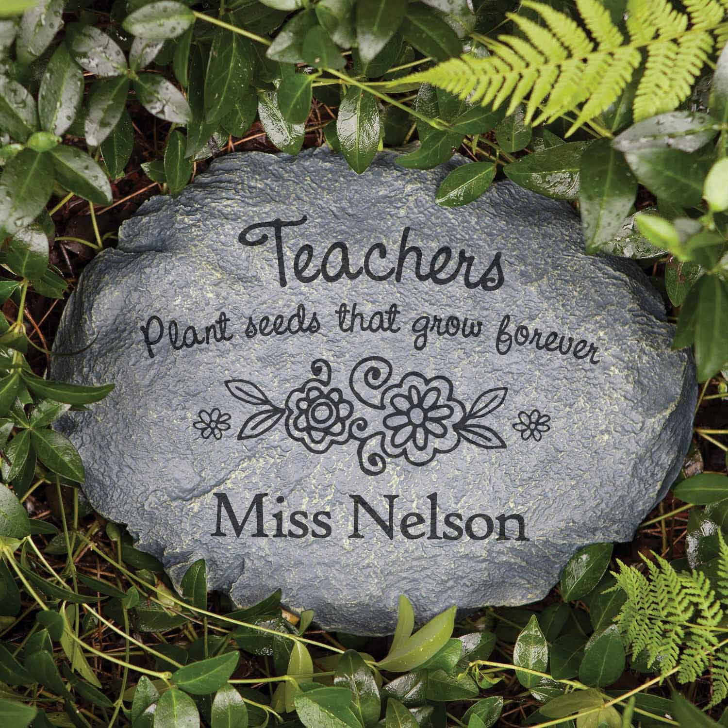 Personalized Planet Teacher Garden Stone with Flowers - Outdoor Gift ...