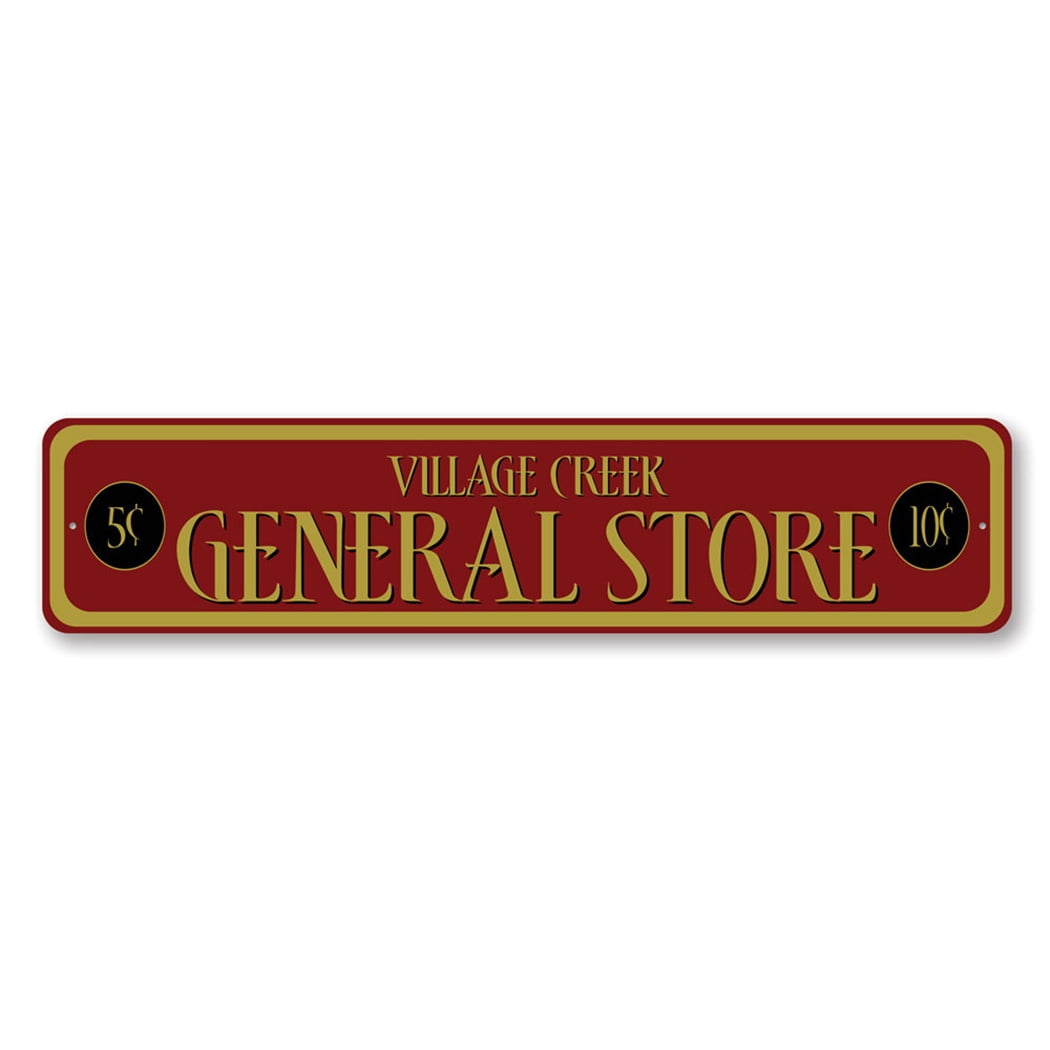 Personalized General Store Aluminum Metal Decor Sign - 4x18 inches ...