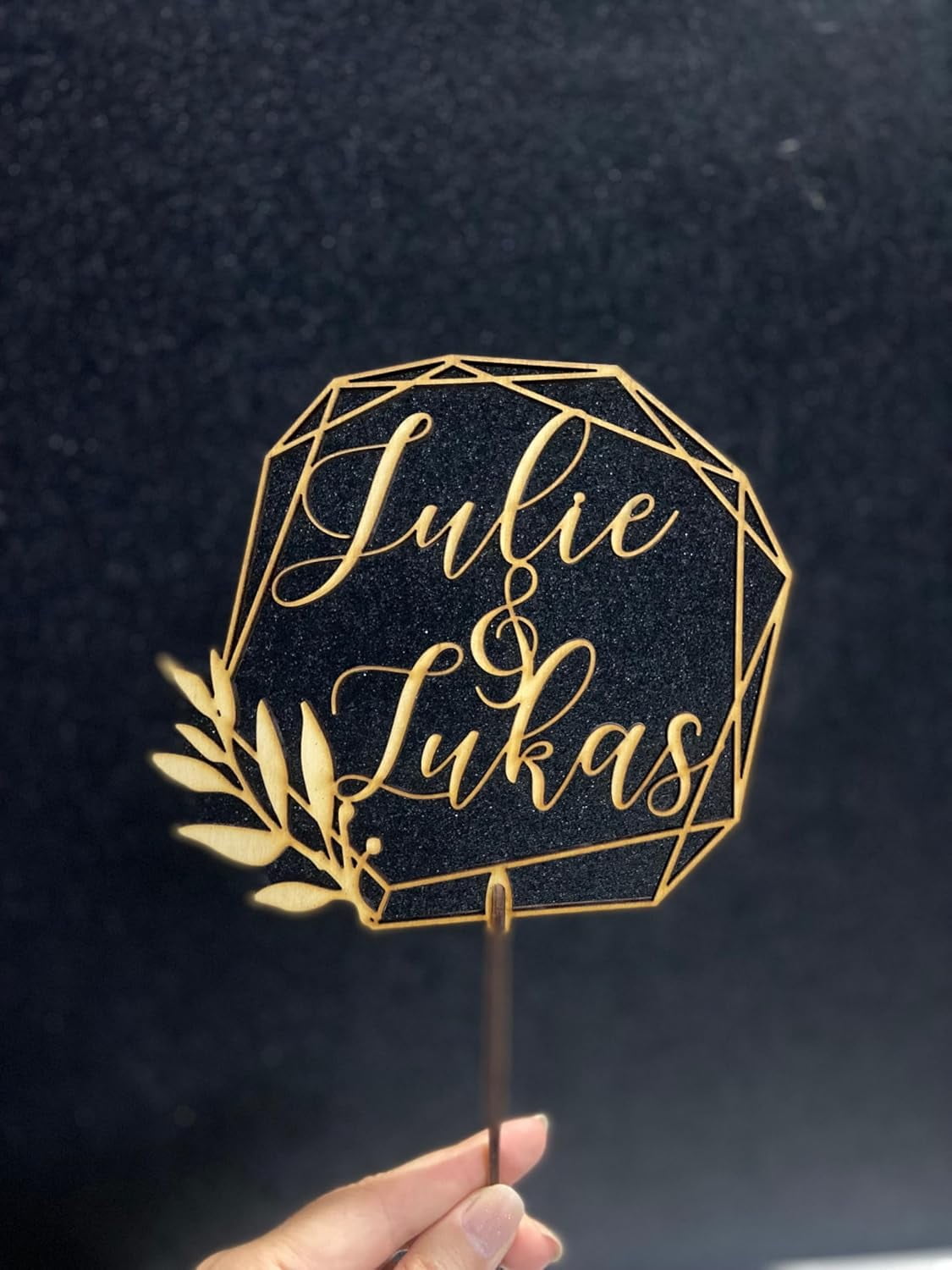 Personalized Geometric Cake Toppers for Wedding Customized Names Cake ...