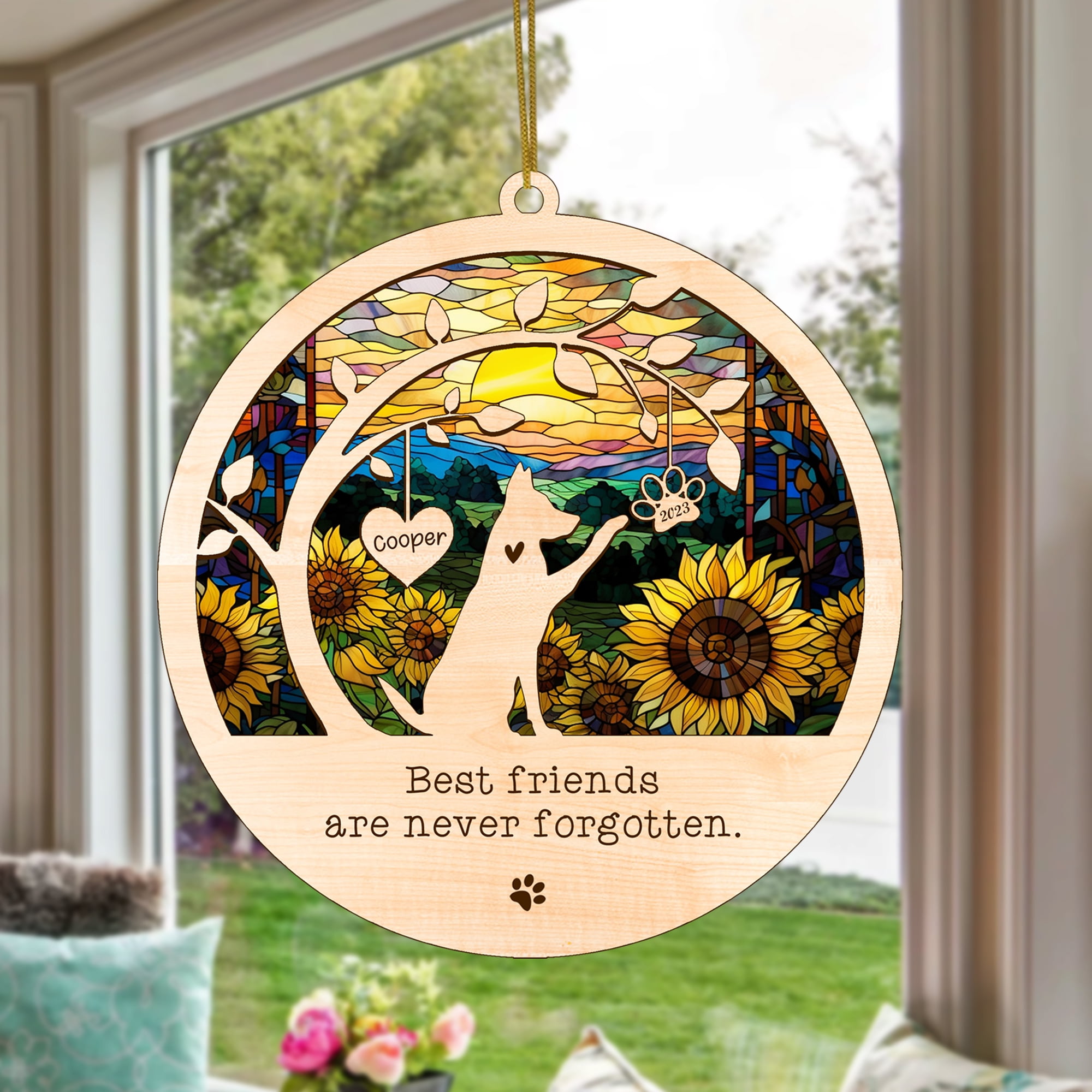 Personalized German Dog Tree Memorial Suncatcher, Pet Loss Sympathy ...