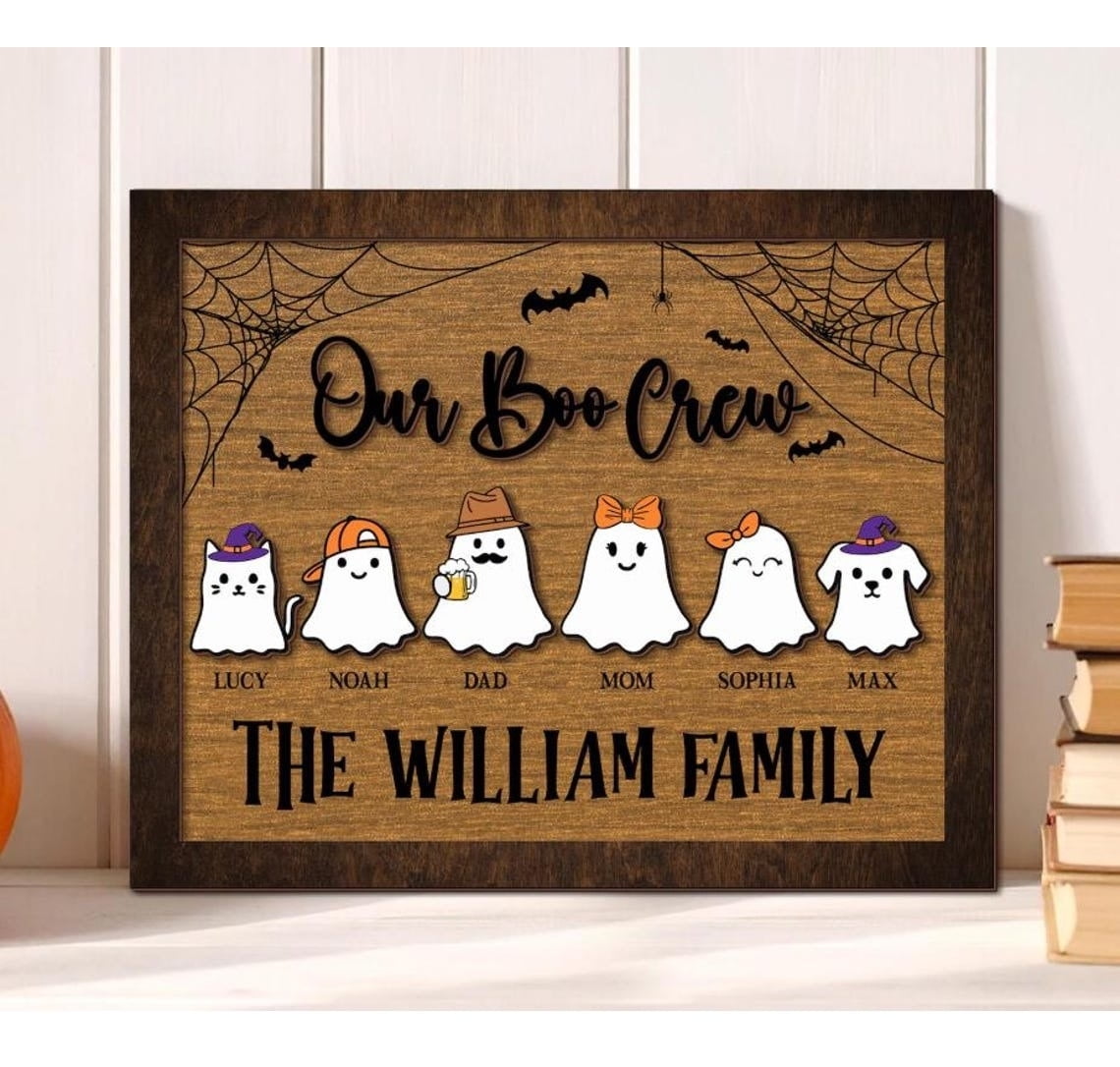 Personalized Ghost Family Sign, Custom Layered Wooden Plaque, Unique ...