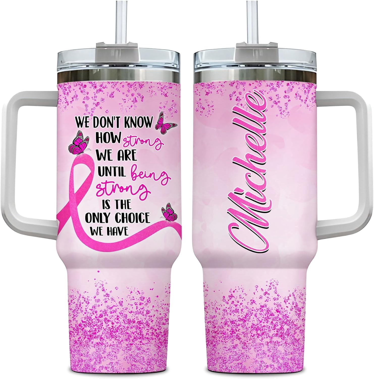 Personalized Gifts For Breast Cancer Awareness Tumbler 40oz with Handle ...