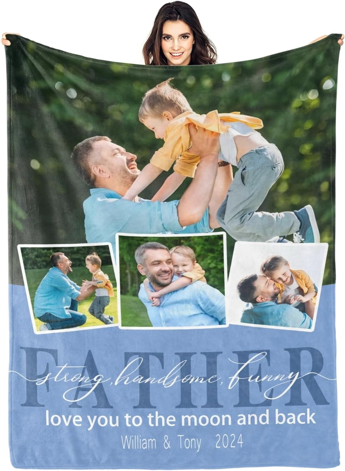 Personalized Gifts for Dad, Custom Dad Blanket with Photo and Text for ...