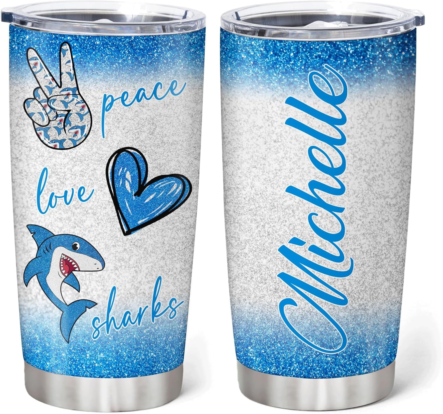 Personalized Gifts Shark Lover - Peace Love Sharks Customized Name ...
