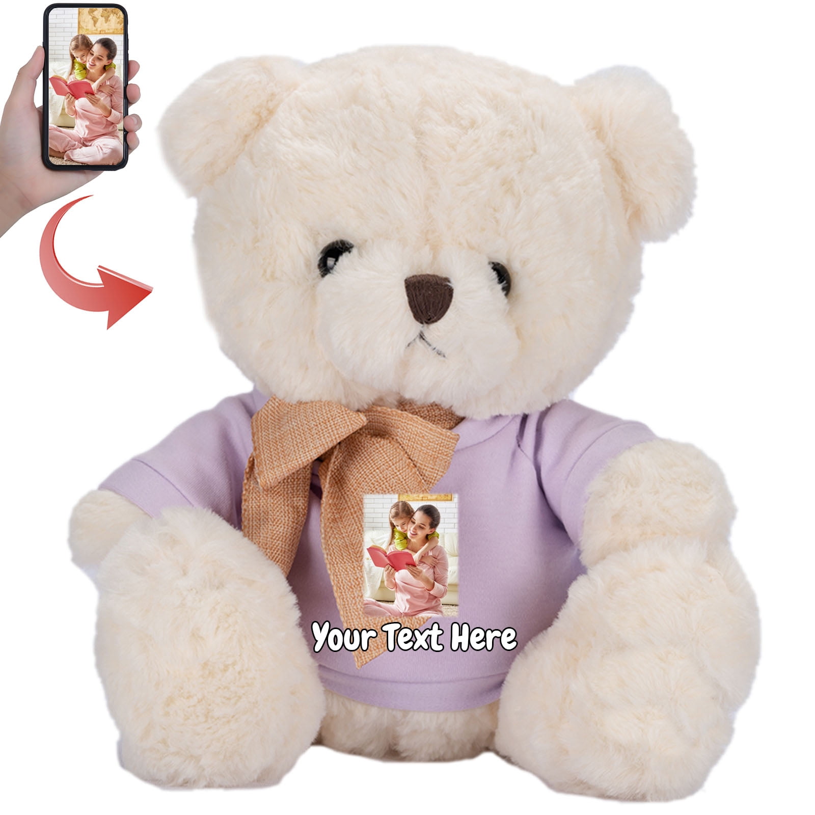 Personalized Gifts for Her Teddy Bear with Text+Photo, Bear Stuffed as ...